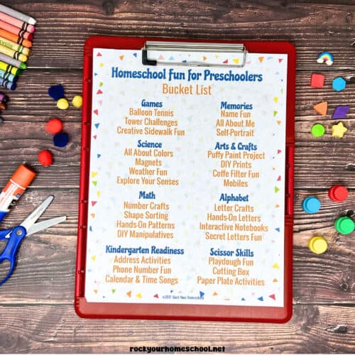 Homeschool Fun for Preschoolers Bucket List (Free)- Rock Your Homeschool