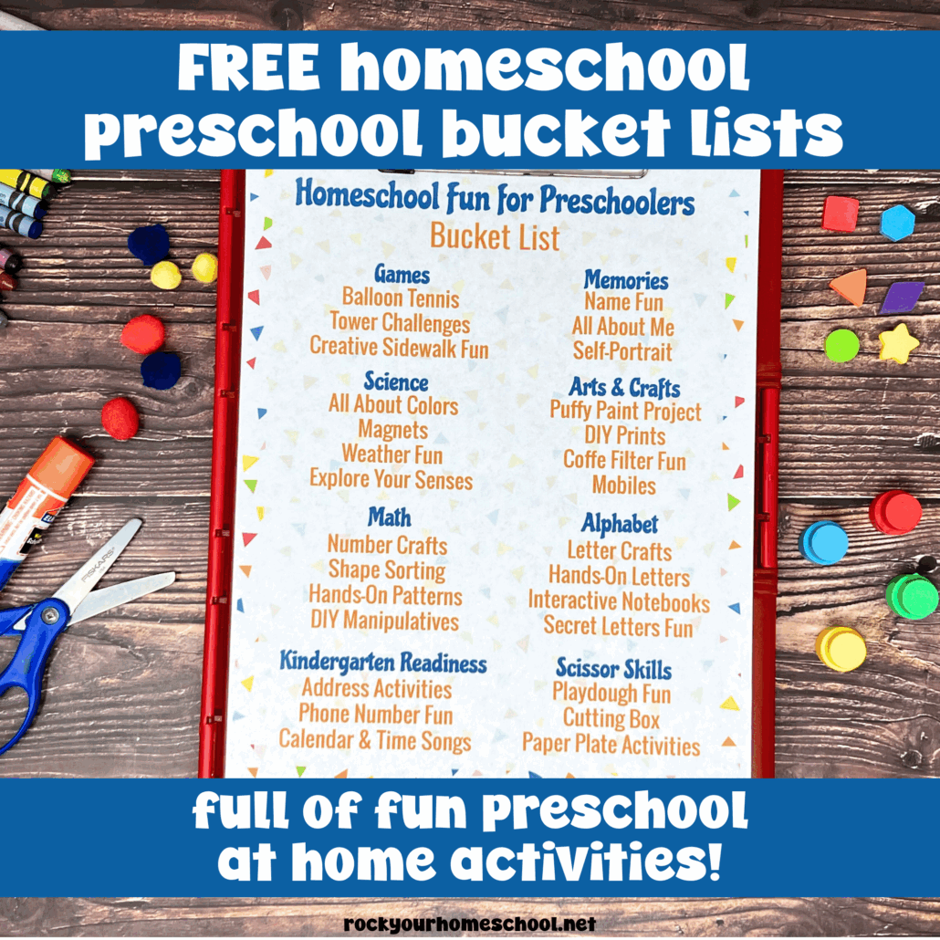 Homeschool Fun for Preschoolers Bucket List (Free)- Rock Your Homeschool