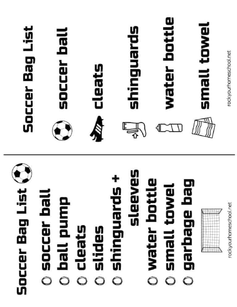 Free Soccer Bag Checklists to Help Your Kids - Rock Your Homeschool
