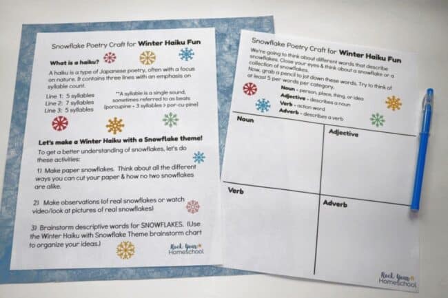 Snowflake Poetry Craft for Winter Haiku Fun with Kids - Rock Your ...