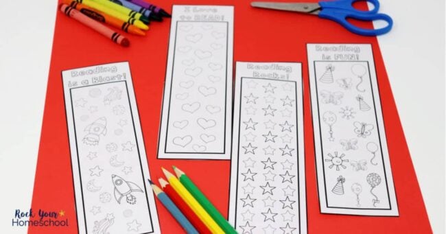 Free Coloring Bookmarks for Fun Reading Log for Kids