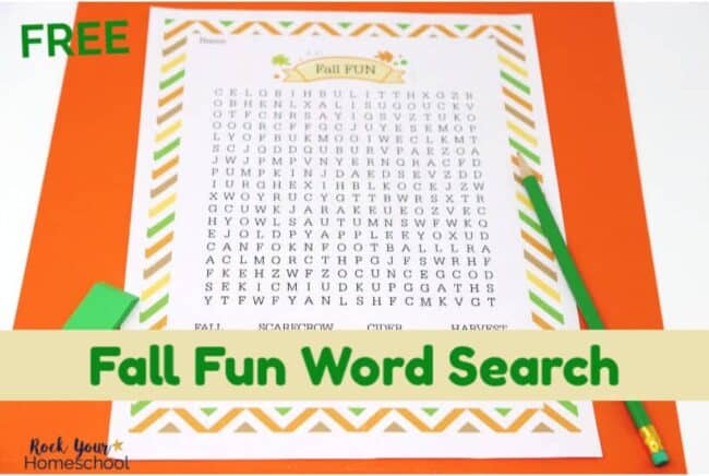 Free Fall Fun Word Search for Easy Activity with Kids