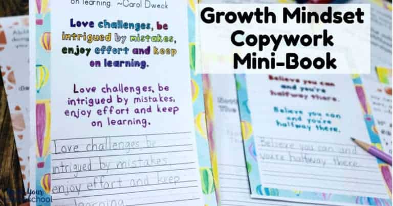Free Growth Mindset Copywork Mini-Book for Learning Fun