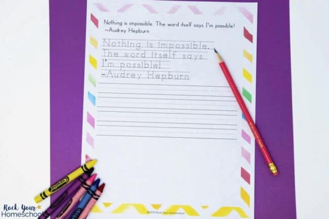 30 Free Growth Mindset Copywork Pages