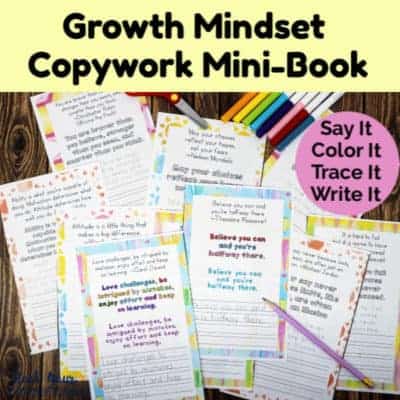 Free Growth Mindset Copywork Mini-Book for Learning Fun