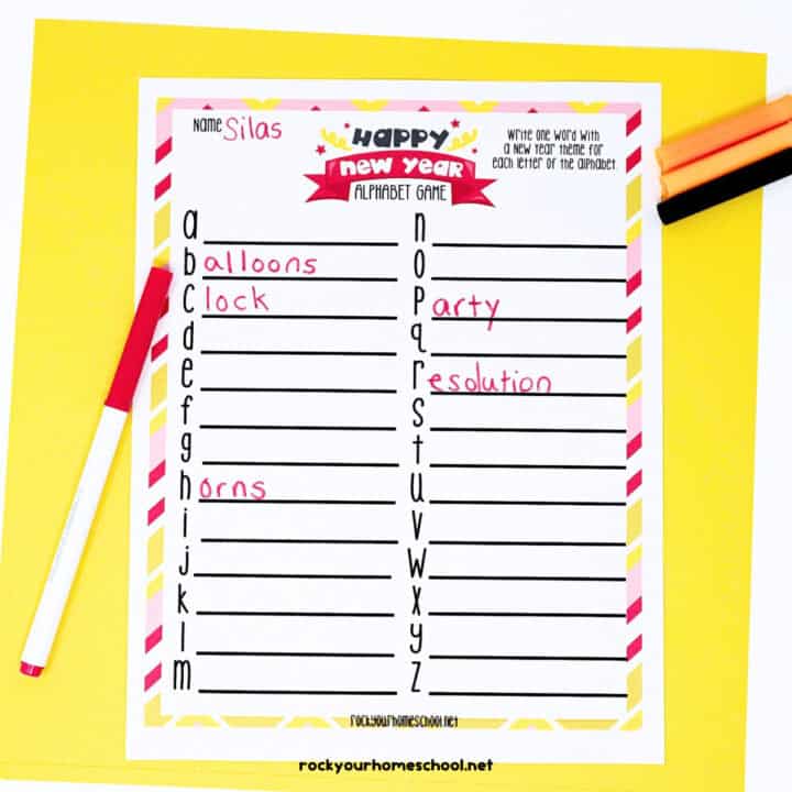 New Year's Eve Alphabet Game Activity for Special Fun (Free) - Rock ...