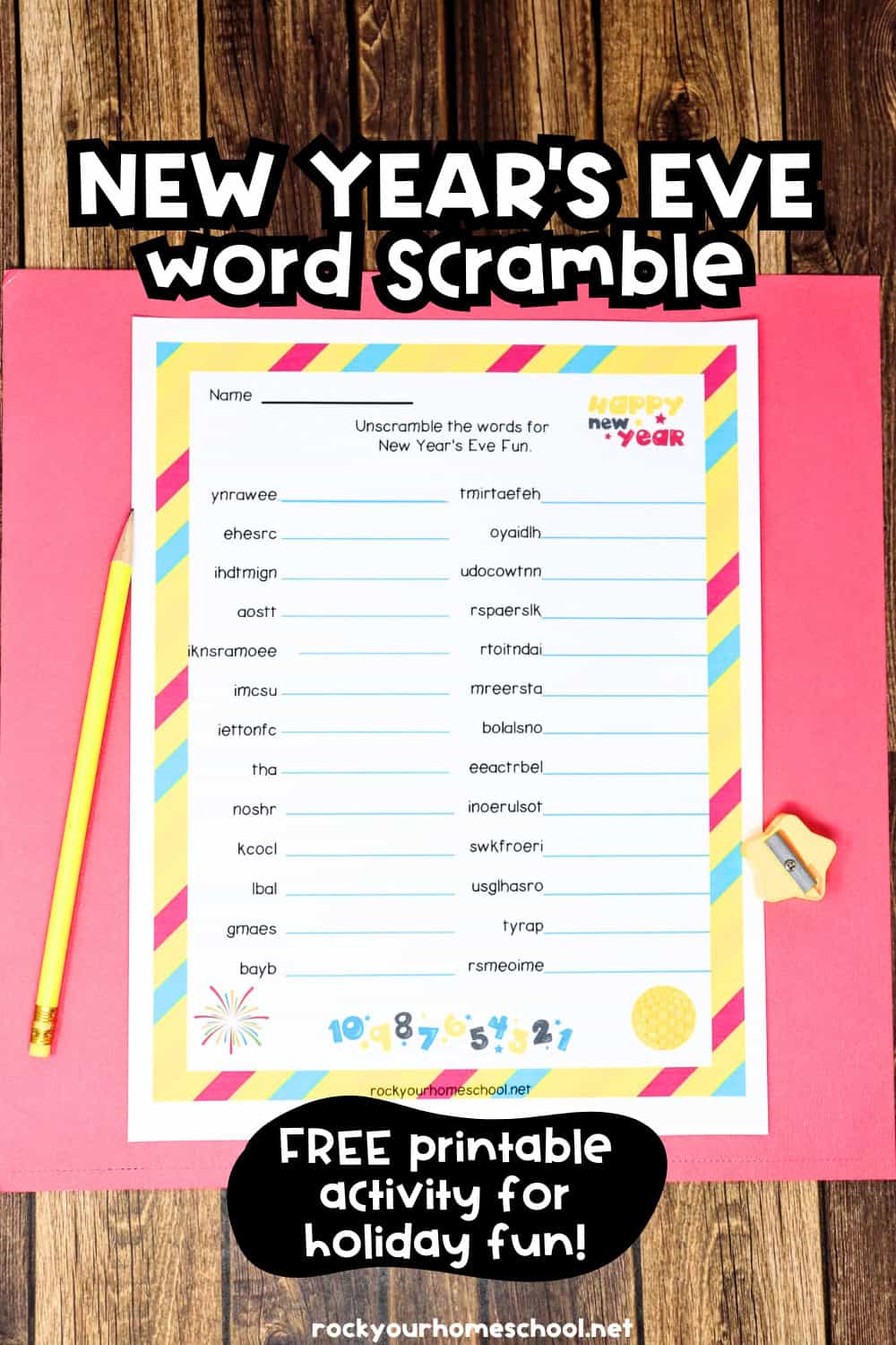 New Year's Eve Word Scramble for Awesome Fun Activity (Free)
