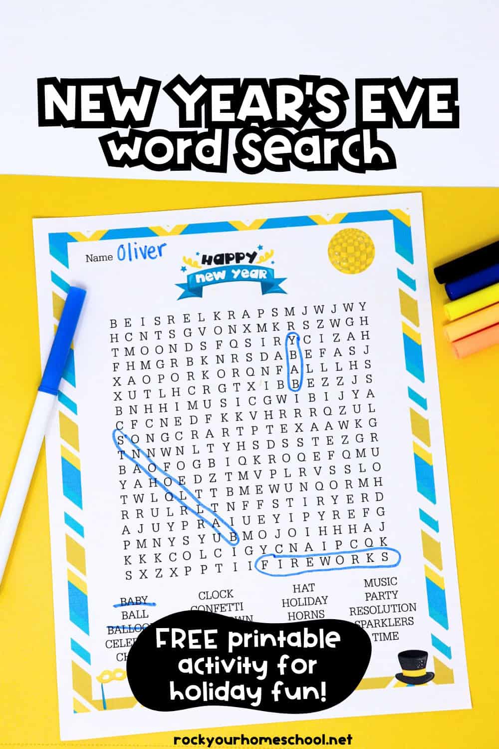 New Year's Eve Word Search for Easy Fun with Kids (Free) - Rock Your ...