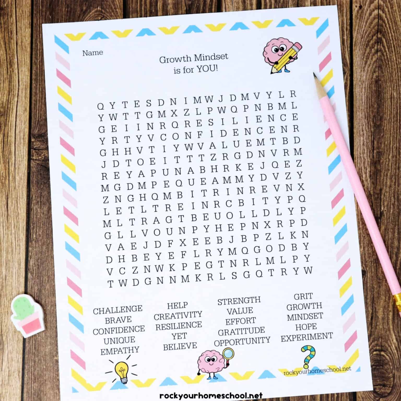 Growth Mindset Word Search with Fun Ideas for Using (Free) - Rock Your ...