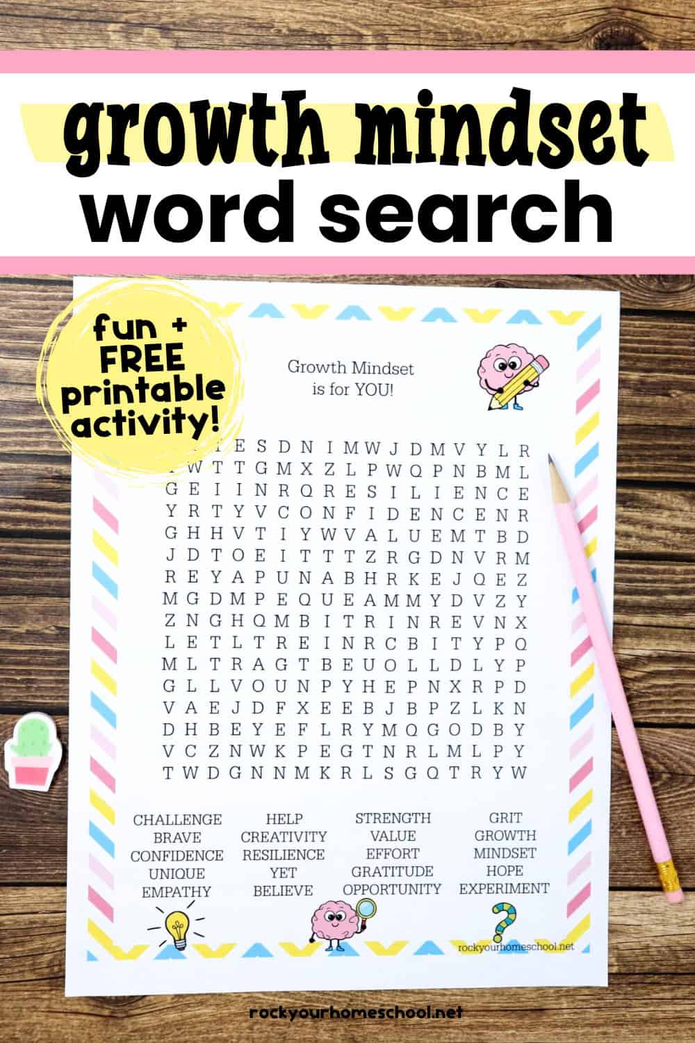 Growth Mindset Word Search with Fun Ideas for Using (Free) - Rock Your ...
