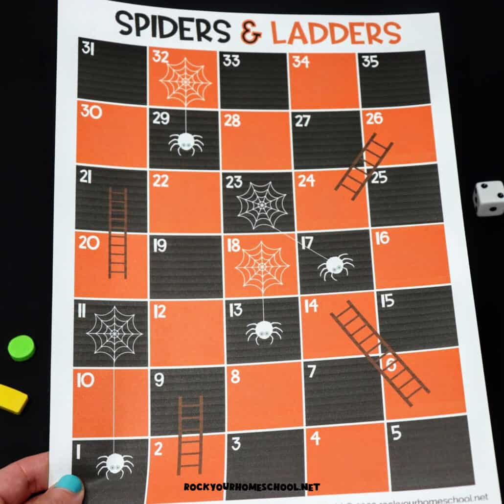 Spiders And Ladders For Math Fun (Free Halloween Game) - Rock Your ...