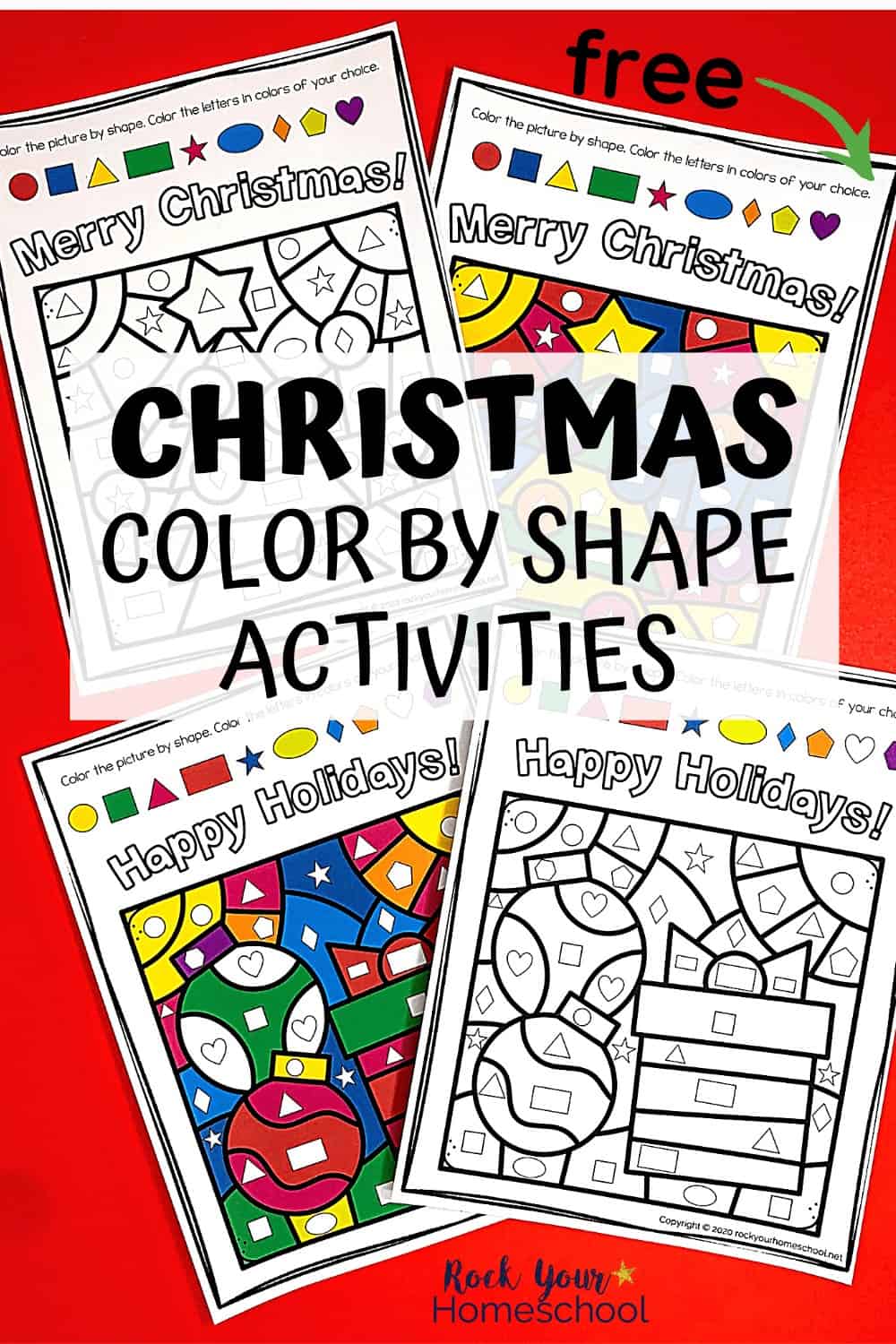 Christmas Coloring Activities with Fun Color by Shape Pages (Free ...