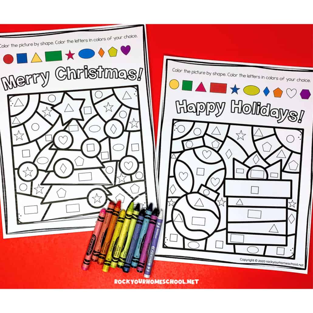 Christmas Coloring Activities with Fun Color by Shape Pages (Free ...