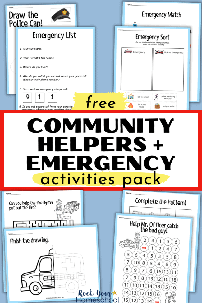 Free Community Helpers Activities Pack to Teach Kids About Emergencies