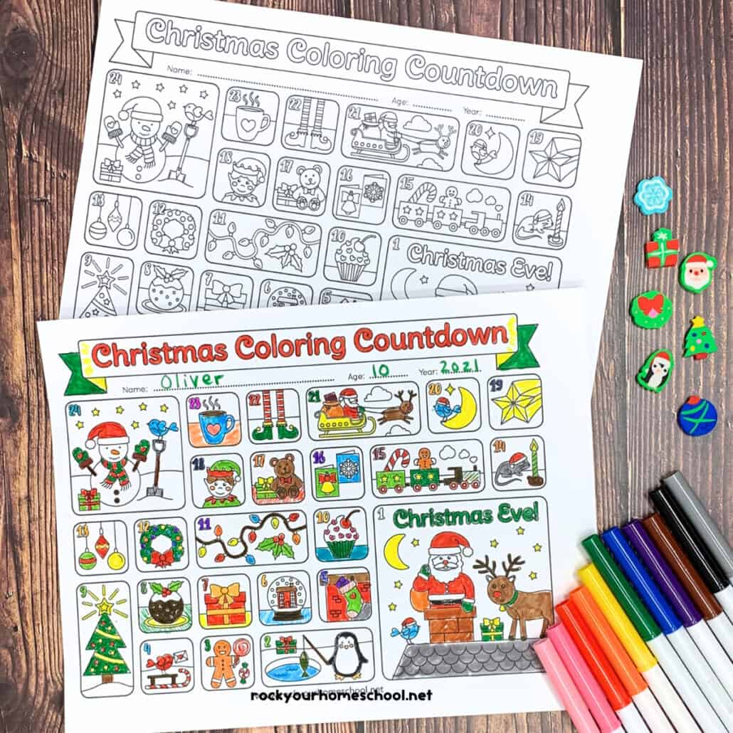 Christmas Countdown Calendar for Holiday Coloring Fun (Free) - Rock ...
