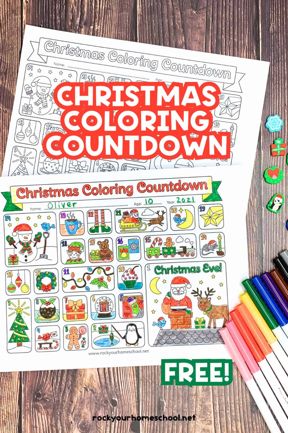 Christmas Countdown Calendar for Holiday Coloring Fun (Free) - Rock ...