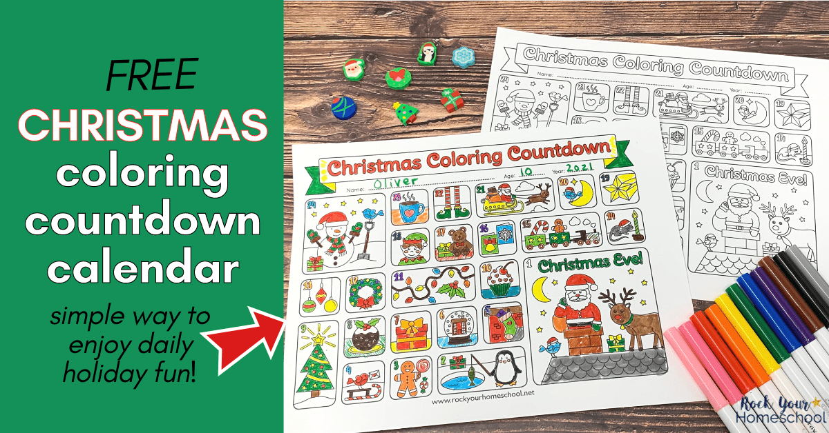 Christmas Countdown Calendar for Holiday Coloring Fun (Free) - Rock ...
