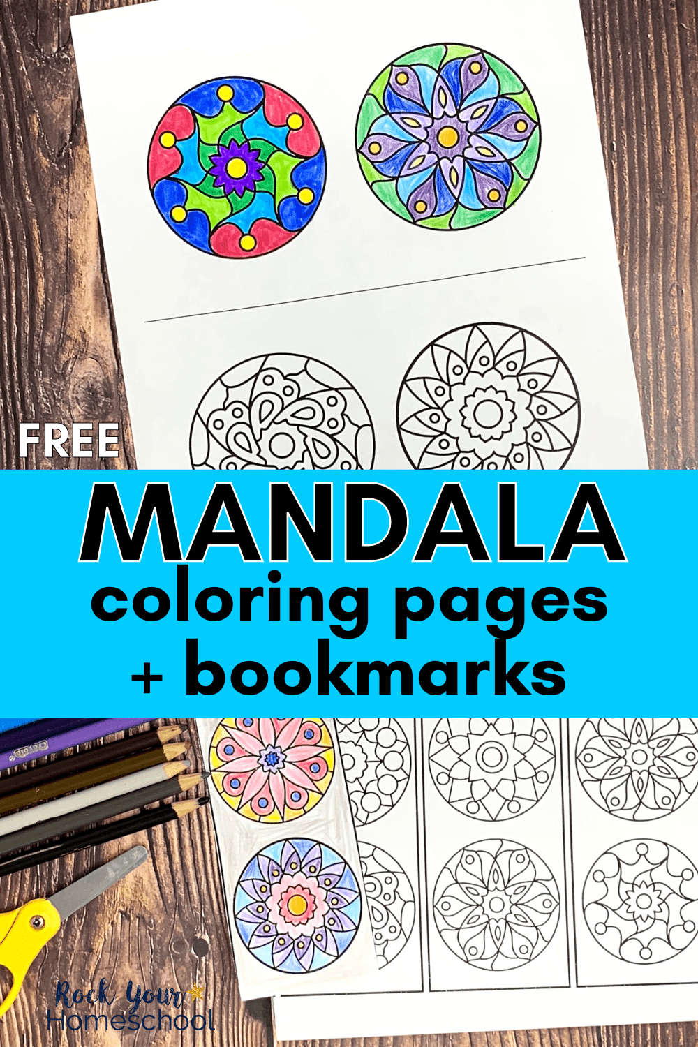 Easy Mandala Coloring Pages & Bookmarks for Relaxation (Free) - Rock ...