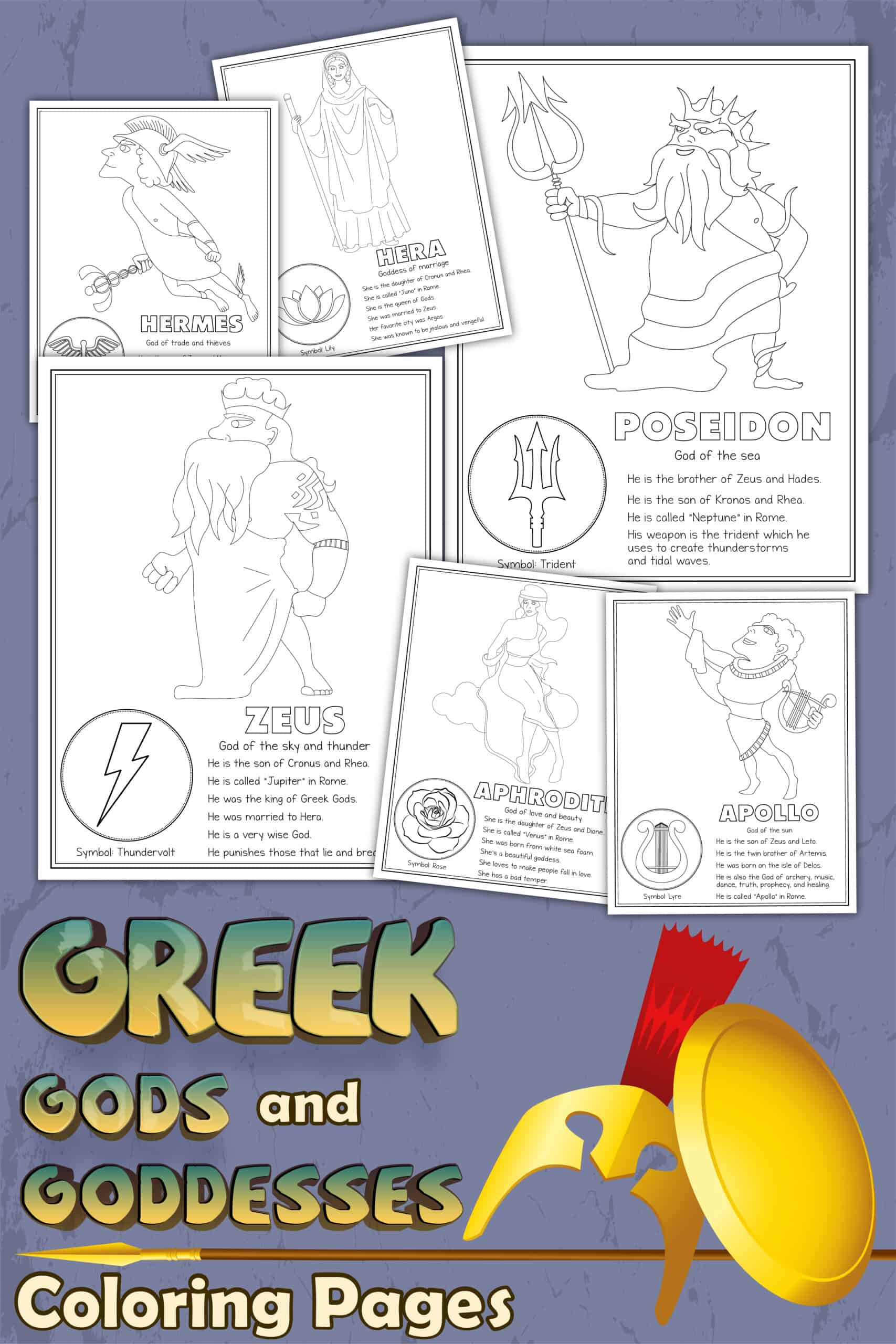 Greek Mythology Coloring Pages with Fun Facts for Kids (12 Free) - Rock ...