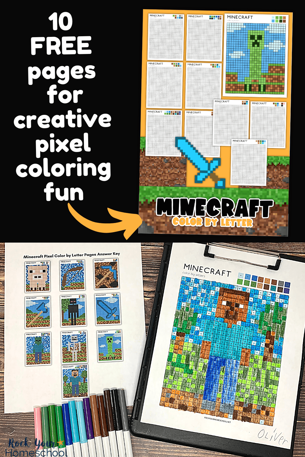 Minecraft Color by Letter Pixel Art for Fun Activities (10 Free)