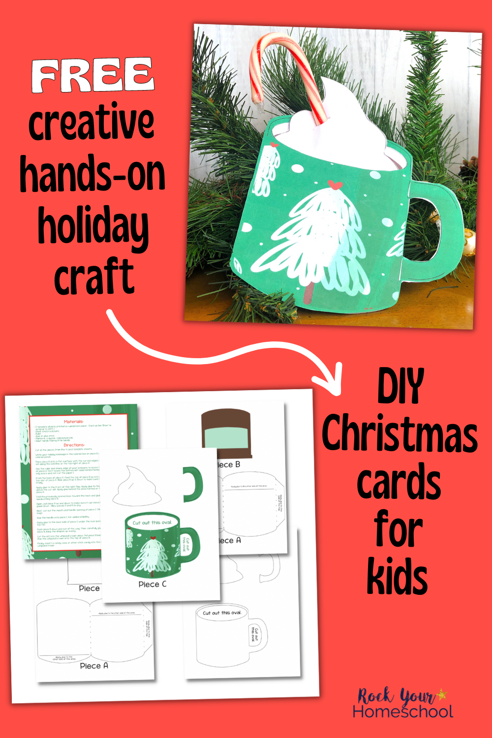 DIY Christmas Cards for Kids: Cute Hot Cocoa Mugs (Free Set) - Rock ...