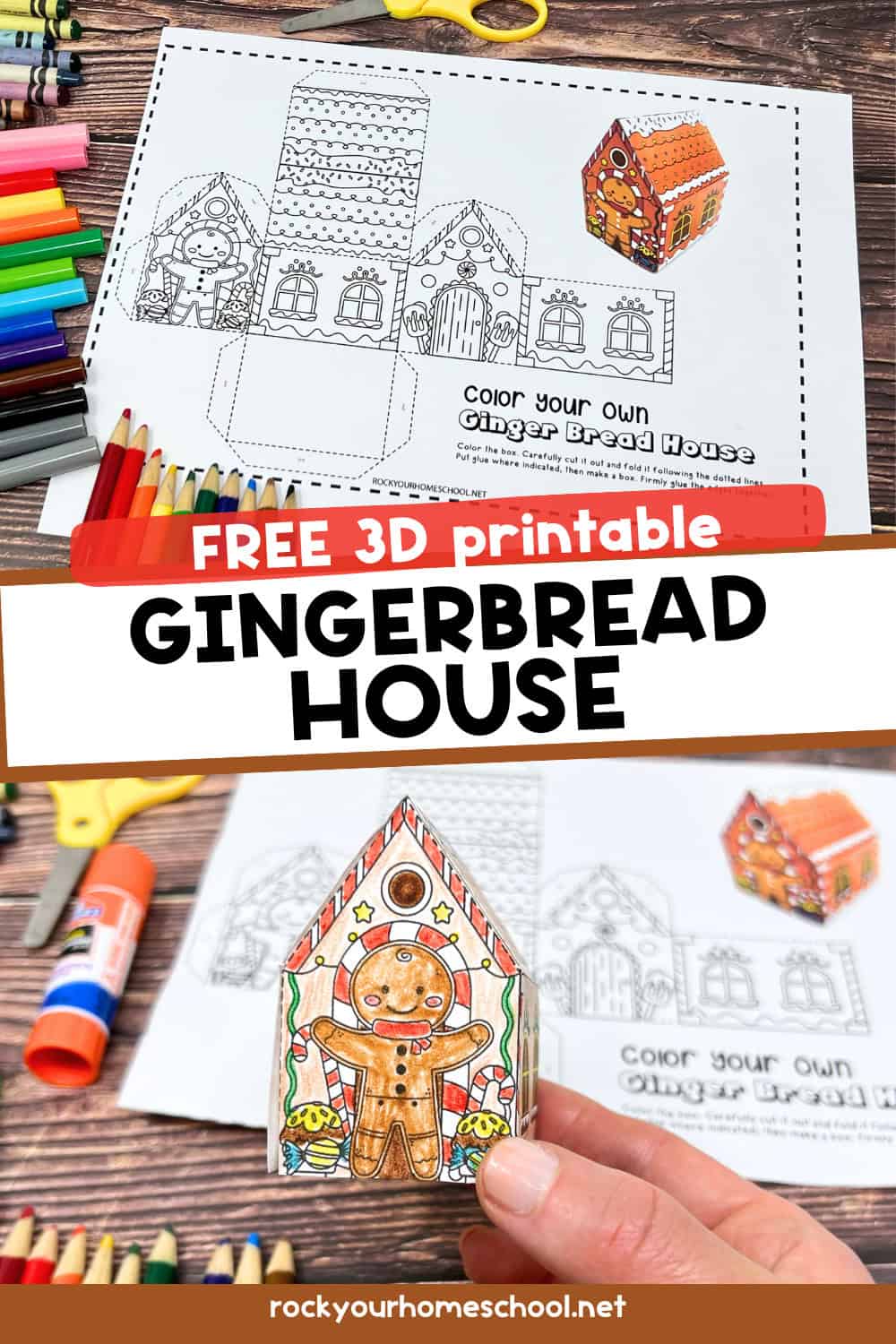 Gingerbread House Coloring Page for 3D DIY Holiday Fun (Free) - Rock ...