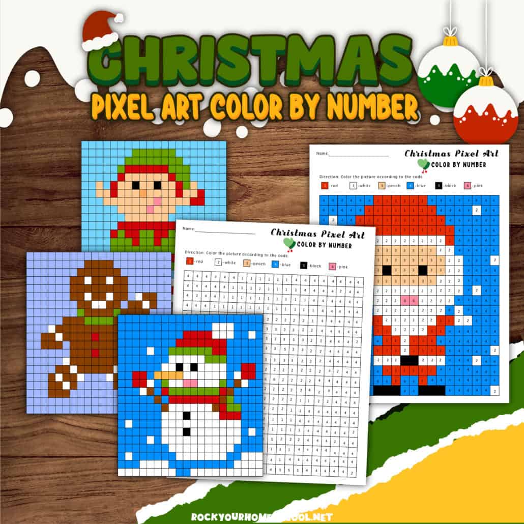 Christmas Pixel Art Activities for Creative Holiday Fun (7 Free) - Rock ...