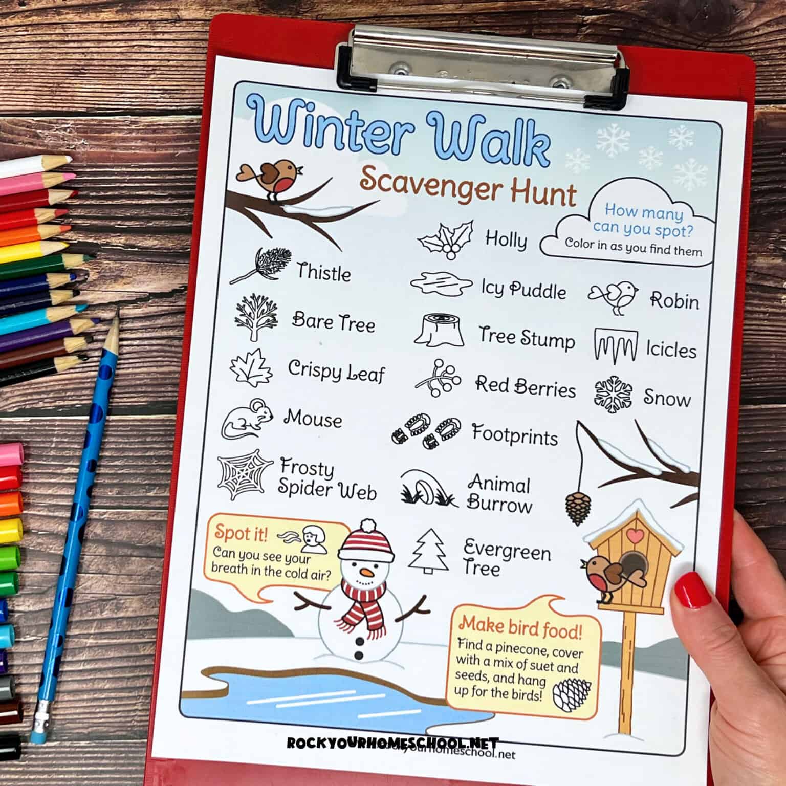 Winter Walk Scavenger Hunt for Kids for Seasonal Fun (Free) - Rock Your ...