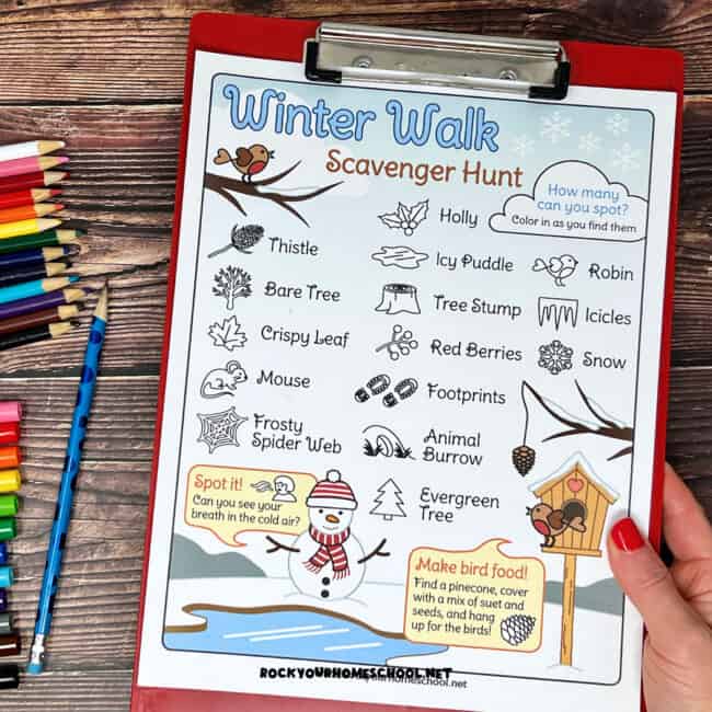 Winter Walk Scavenger Hunt for Kids for Seasonal Fun (Free) - Rock Your ...