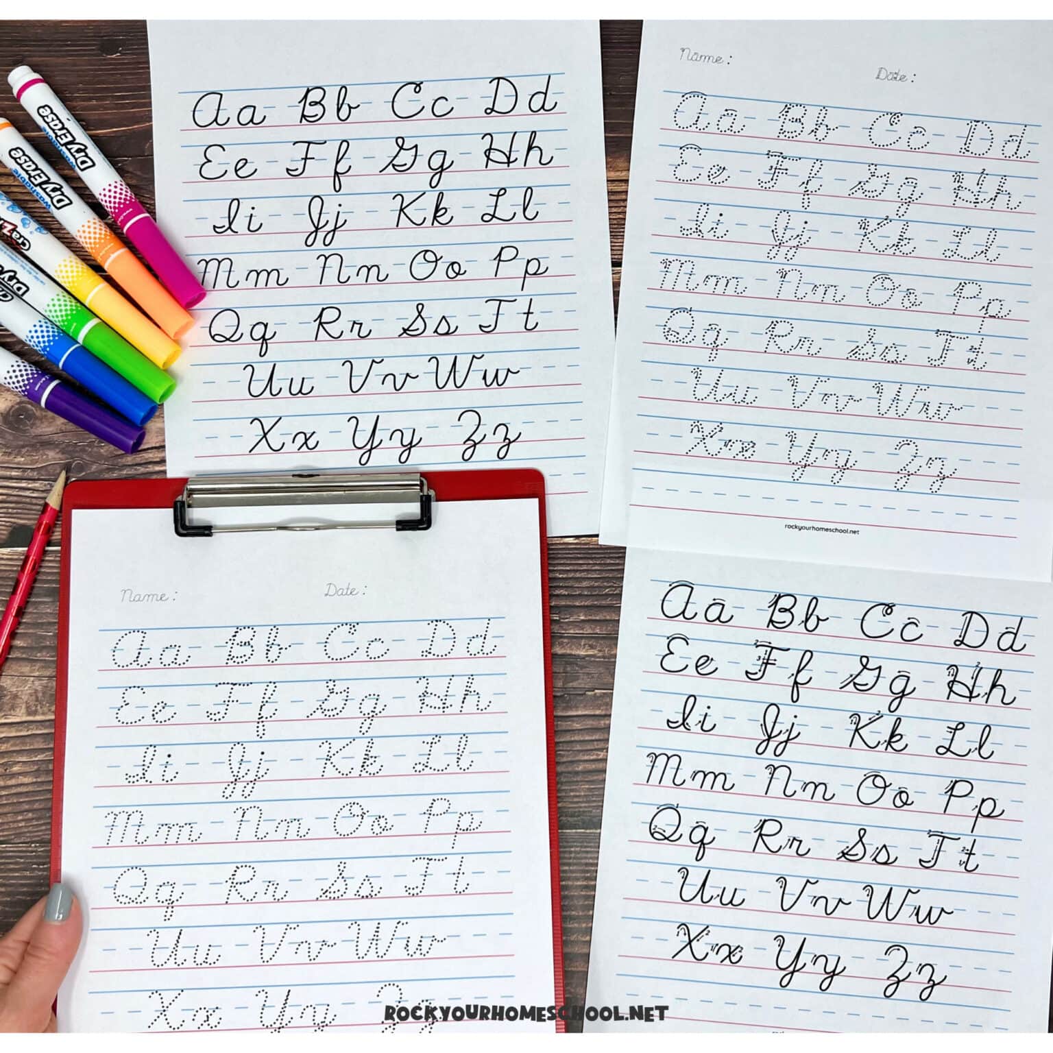 Cursive Alphabet Chart Printable Pack for Handwriting Fun (Free) - Rock ...