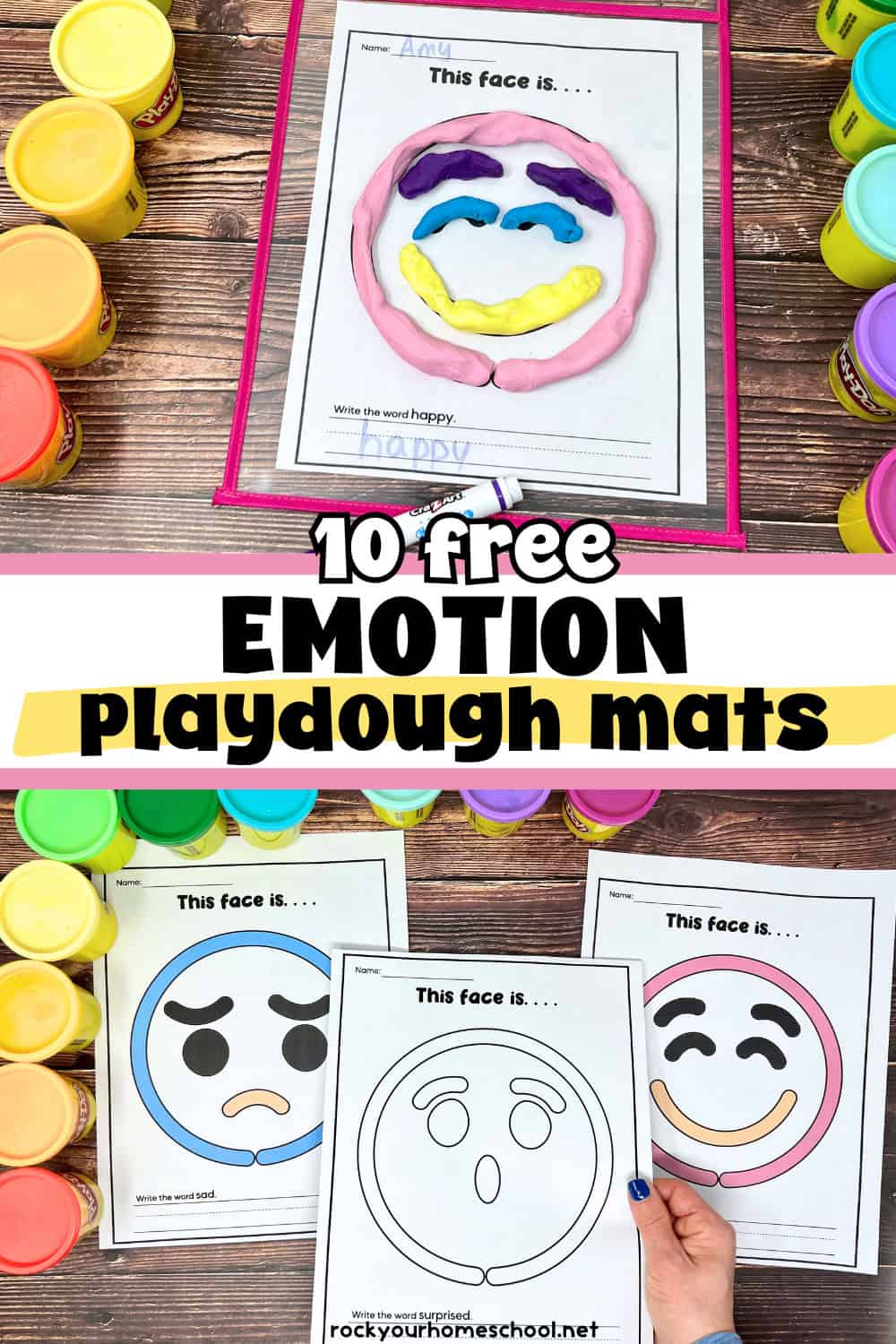 Emotions Playdough Mats for Hand-On Learning (10 Free!)