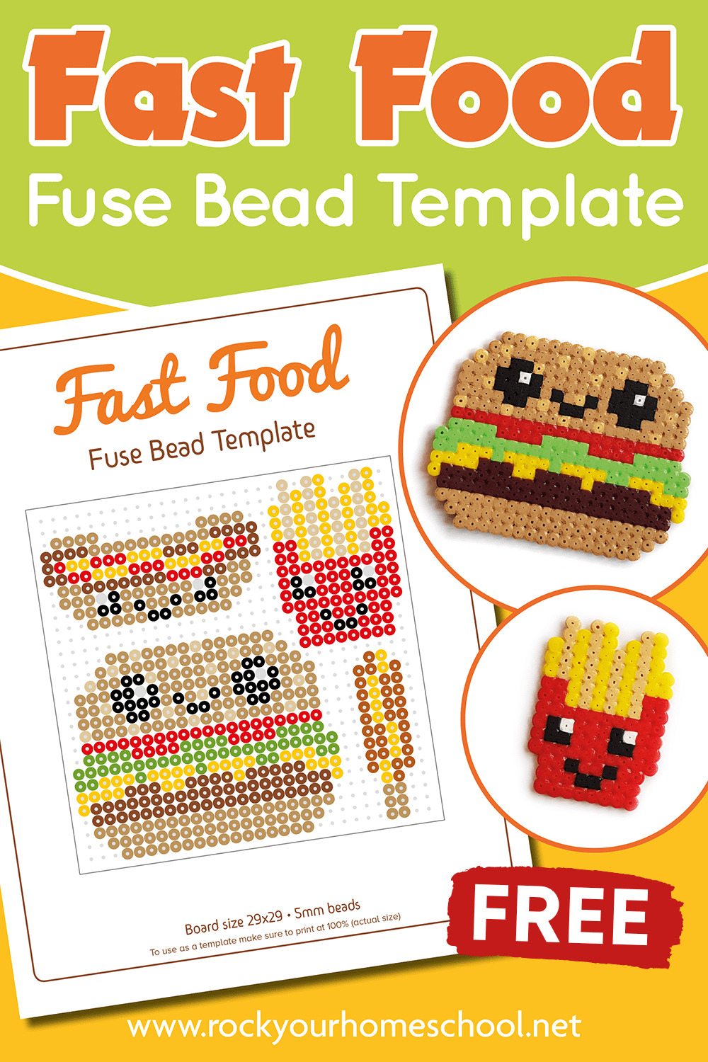 Fast Food Perler Beads (Free Patterns)- Rock Your Homeschool