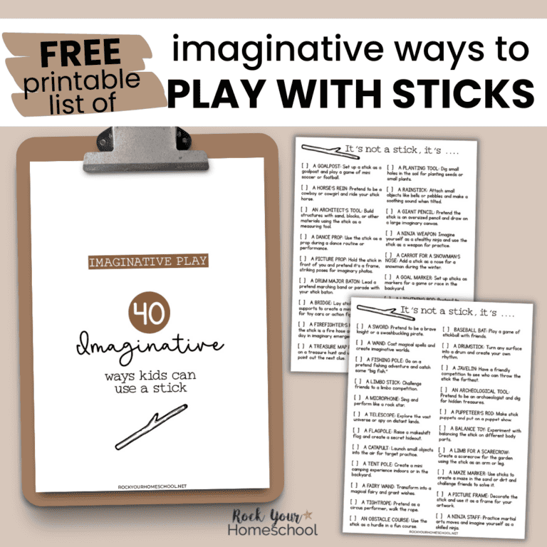 Play with Sticks: 40+ Ideas for Imaginative Fun with Kids (Free)