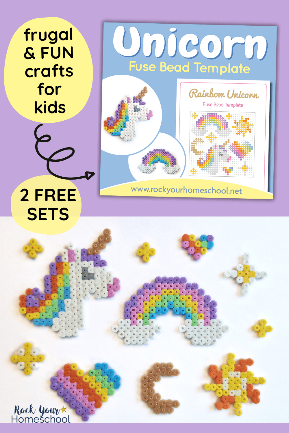 Unicorn Perler Bead Crafts (Free)- Rock Your Homeschool