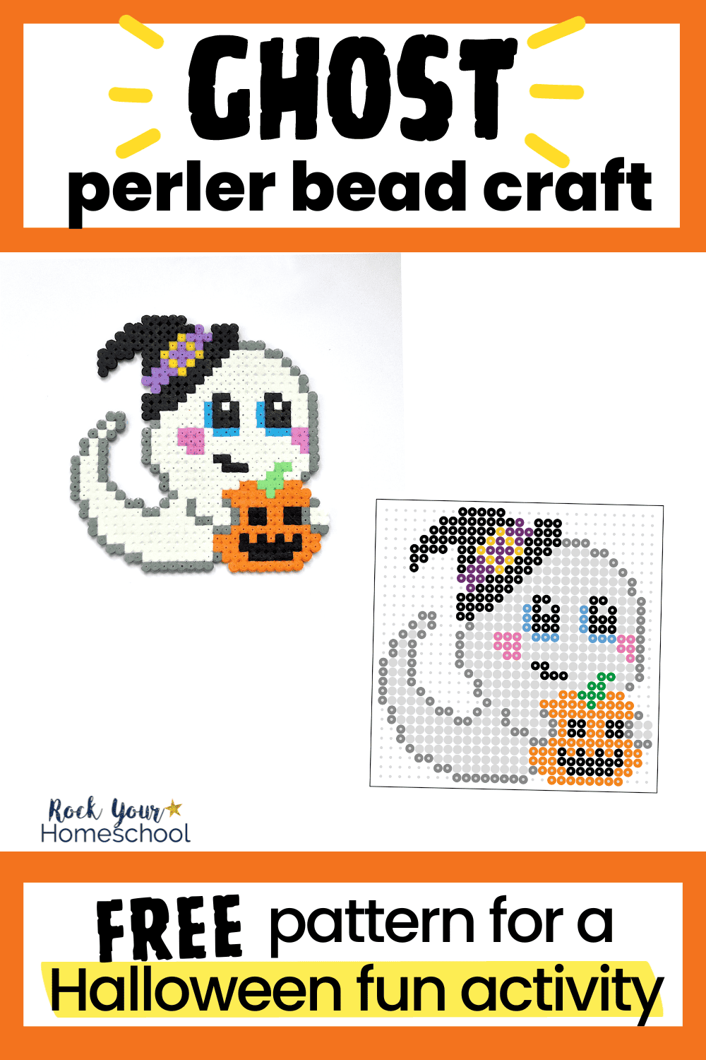 Ghost Perler Bead Pattern (Free Printable Template) - Rock Your Homeschool