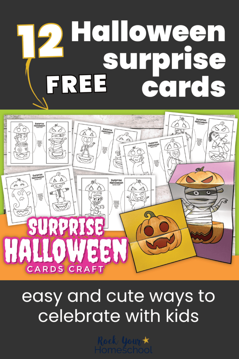Printable Halloween Cards: Coloring Fun with Cute Surprise (Free ...