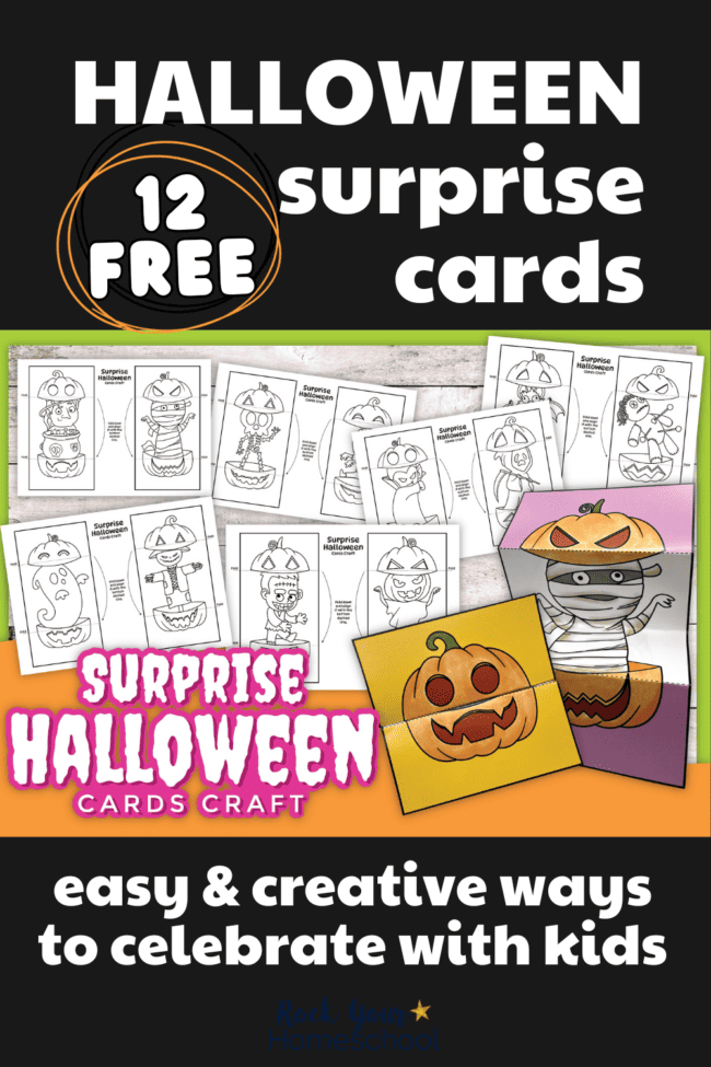 Printable Halloween Cards: Coloring Fun with Cute Surprise (Free ...