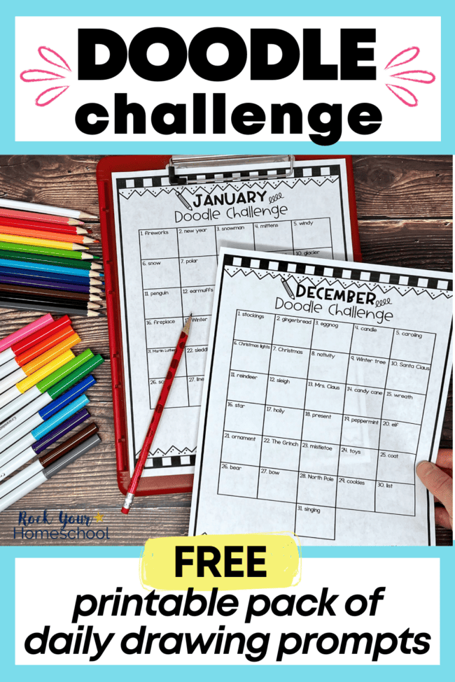 Printable Doodle Challenge to Enjoy a Year of Drawing Fun (Free)