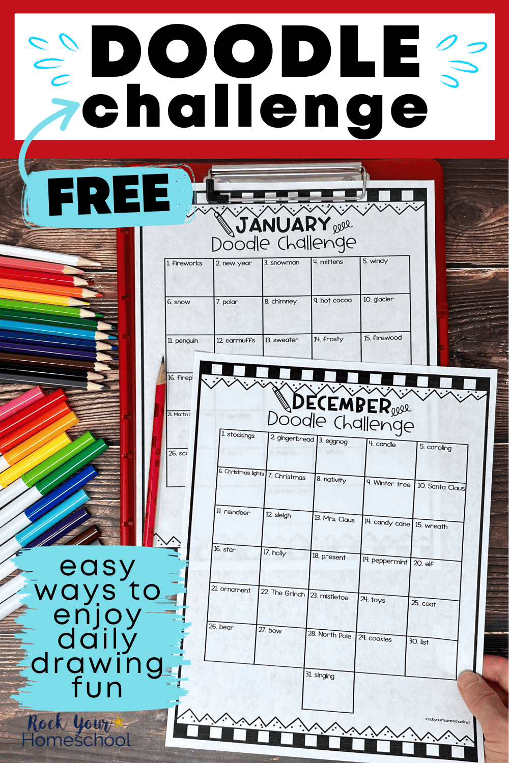Printable Doodle Challenge to Enjoy a Year of Drawing Fun (Free)