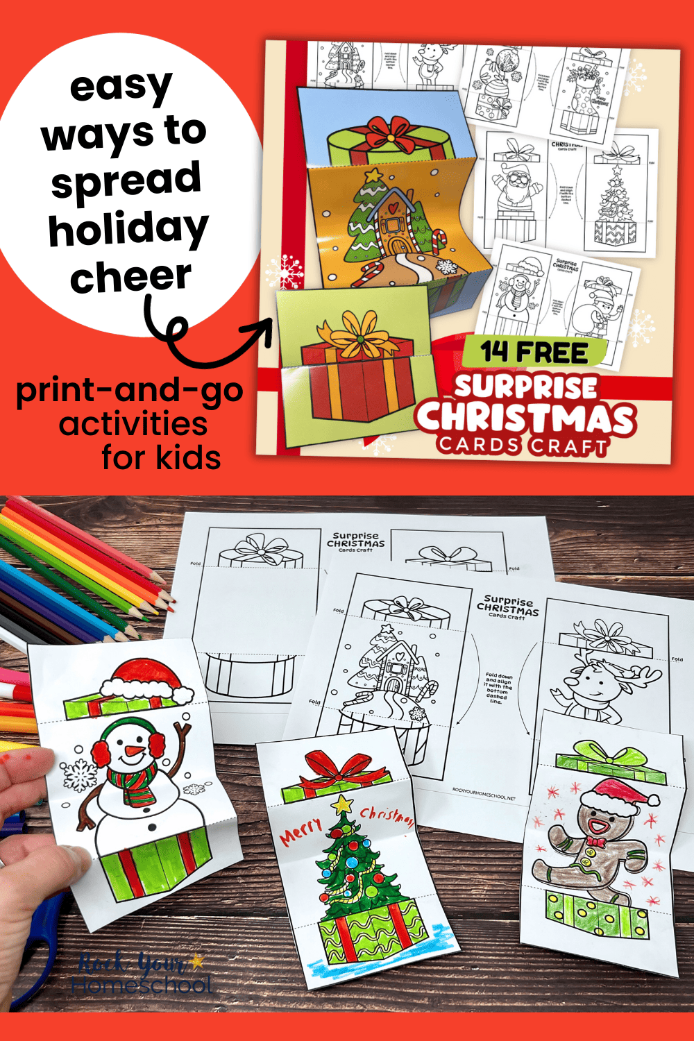 Christmas Cards for Kids to Color for Fun Surprises (12 Free)