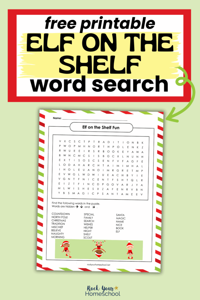 Elf on the Shelf Word Search (Free Printable Christmas Activity)