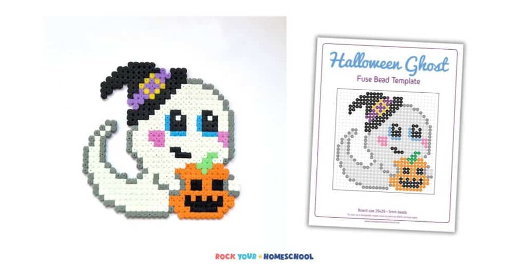 Ghost Perler Bead Pattern (Free Printable Template) - Rock Your Homeschool