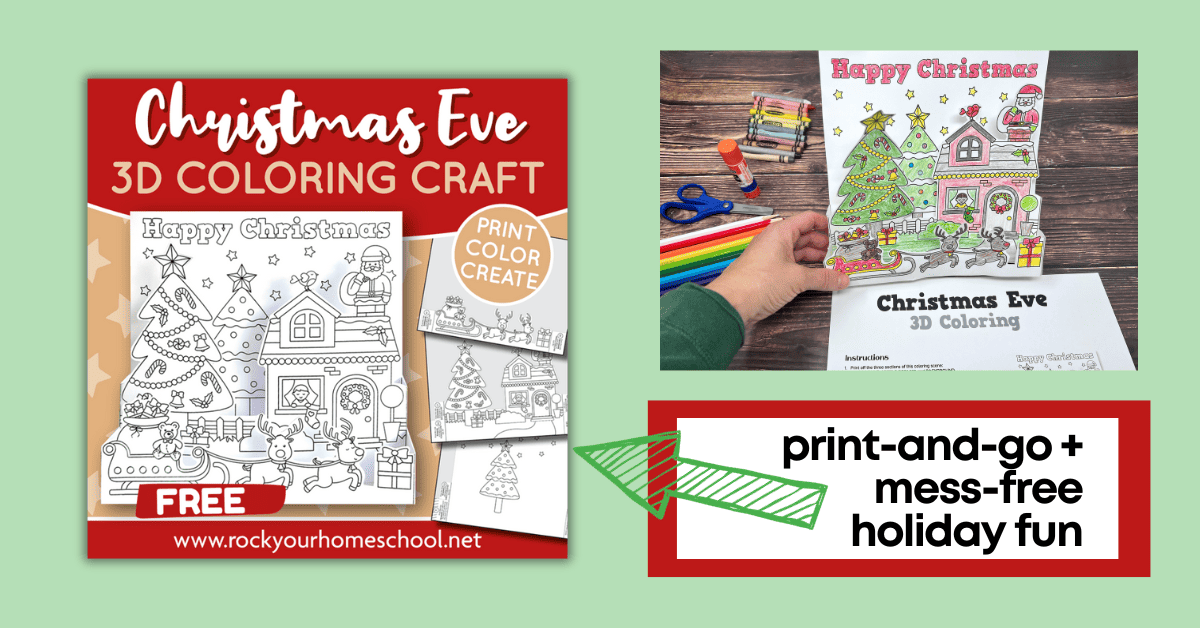 3D Christmas Craft for DIY Coloring Fun (Free Printable)
