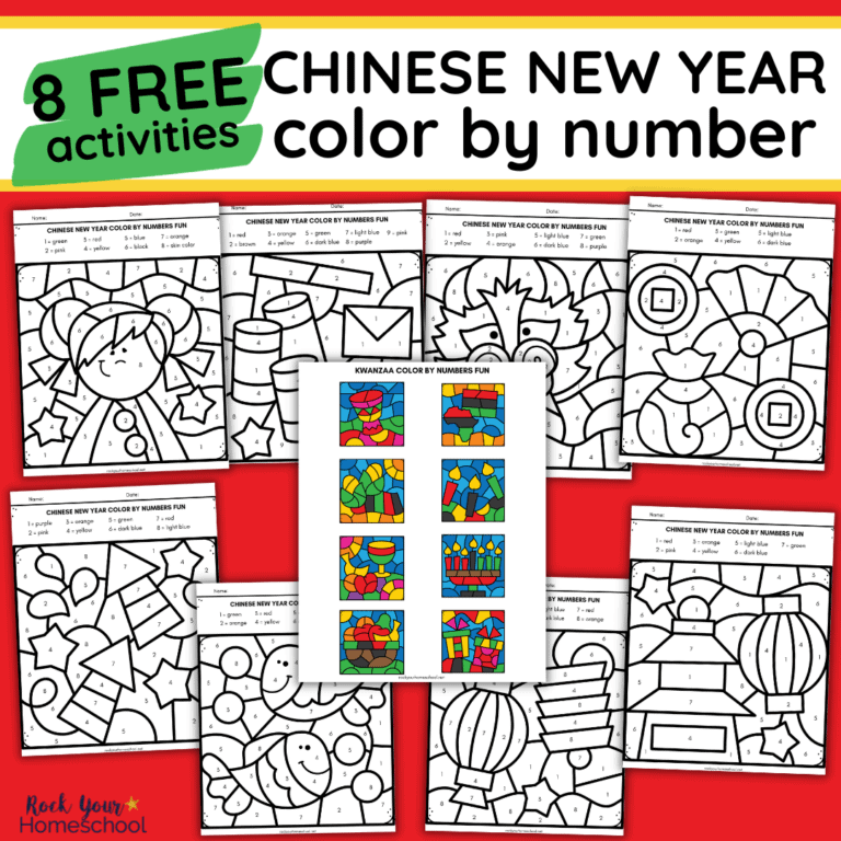Chinese New Year Color by Number Pages for Kids (Free)