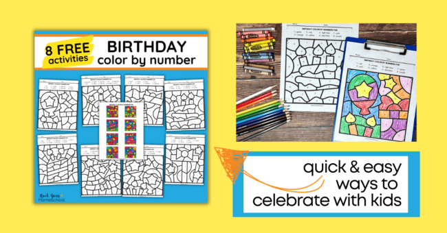 Birthday Color by Number Printable Pages for Kids (Free) - Rock Your ...