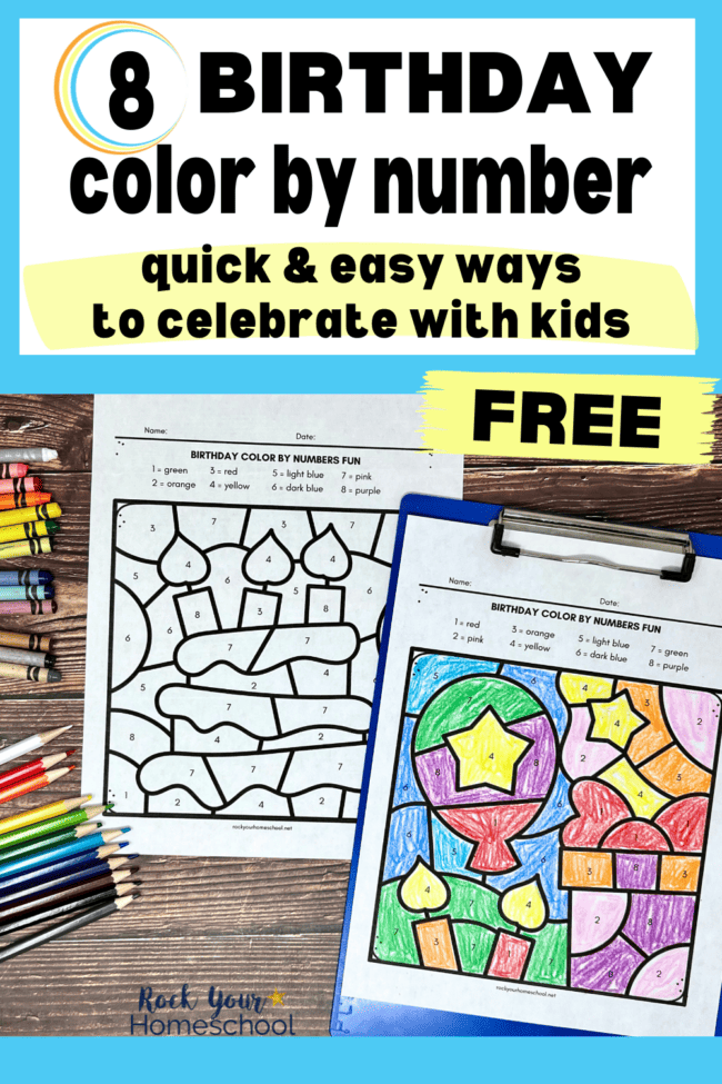 Birthday Color by Number Printable Pages for Kids (Free)