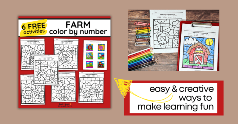 Farm Color by Number Worksheets for Easy Math Fun (6 Free)