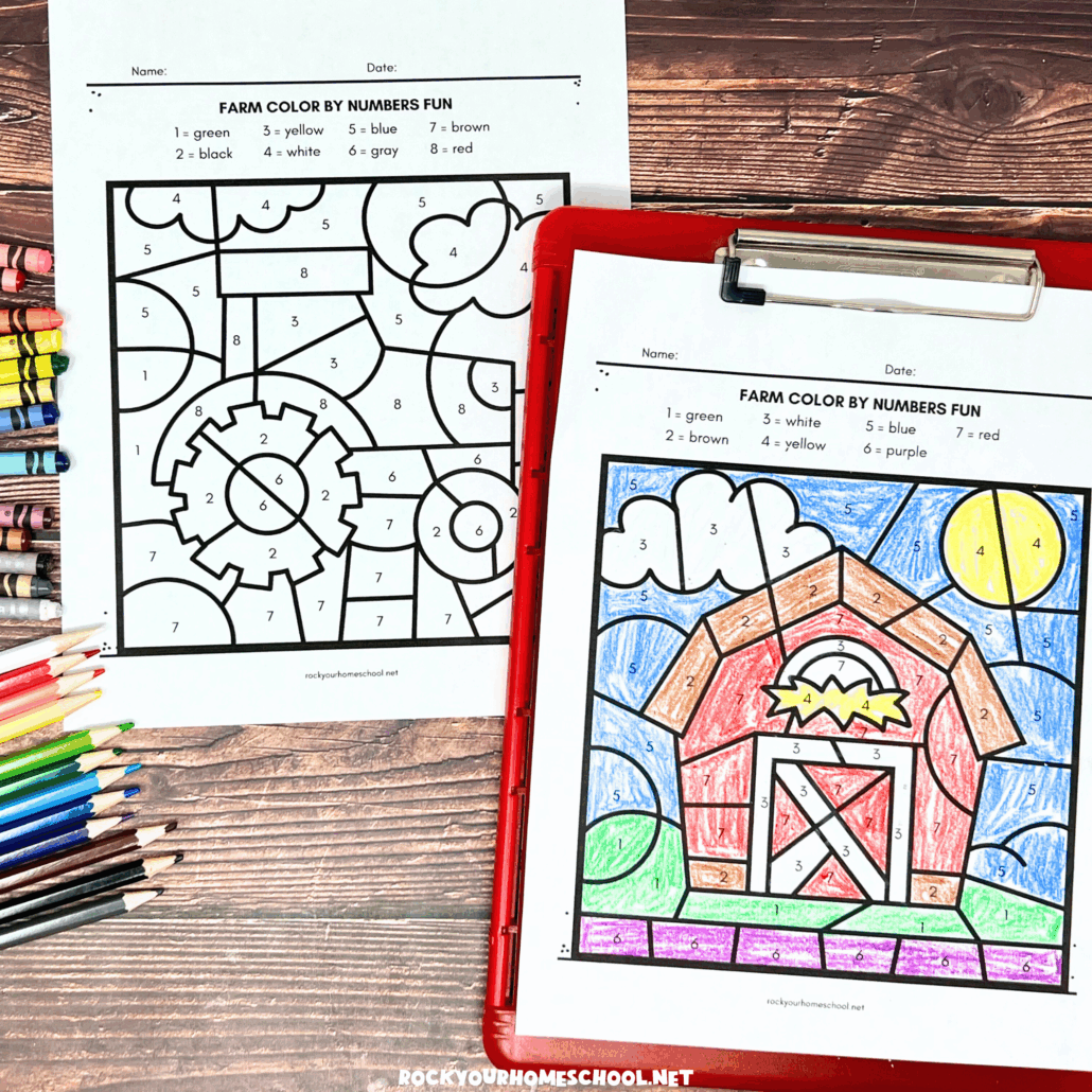 Farm Color by Number Worksheets for Easy Math Fun (6 Free) - Rock Your ...