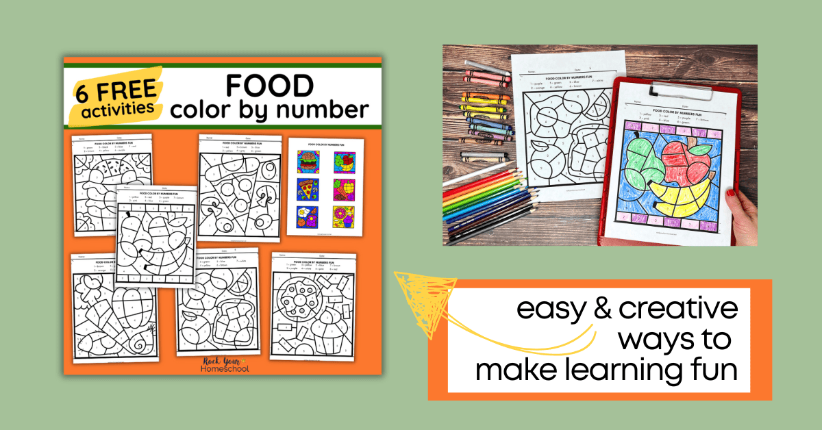 Food Color by Number Worksheets for Fun with Kids (Free)