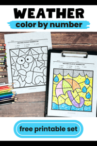 Weather Color by Number Worksheets for Kids (8 Free)